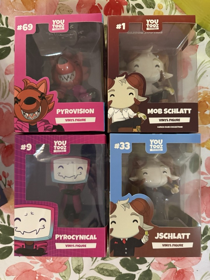 Lot Of 4 Youtooz Collectibles (JSchlatt, PyroCynical, PyroVision, Mob ...
