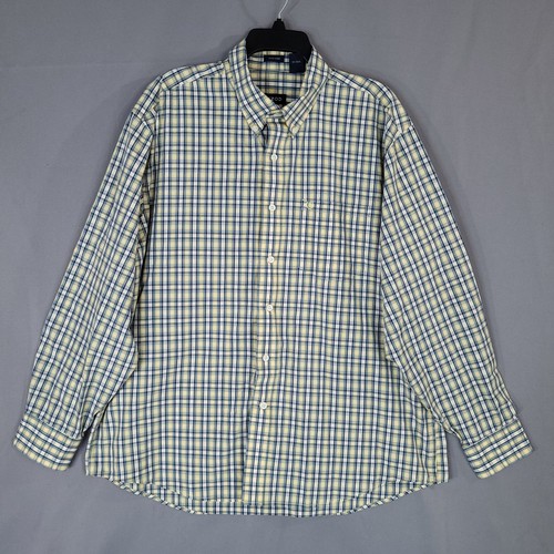IZOD Casual Button-Down Shirt Men's Yellow Blue XL Cotton Blend | eBay