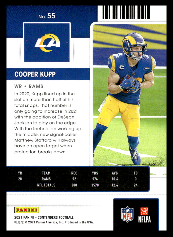 2021 Panini Contenders Cooper Kupp #55 Los Angeles Rams NFL Football ...