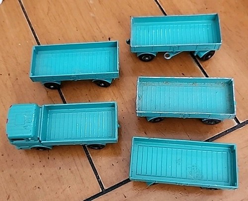 Matchbox Mercedes Truck & 4 Trailers No 1 & 2 Green Lesney England No ...