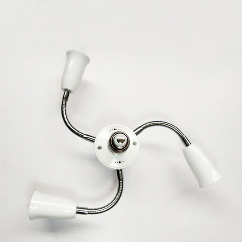 Adjustable White E27 Base Light Socket Splitter LED Bulbs Holder ...