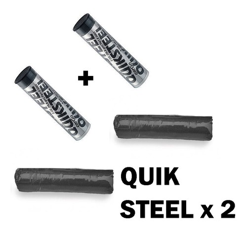 2 x Quiksteel Quick Steel Reinforced Epoxy Putty Repair Metal Weld ...