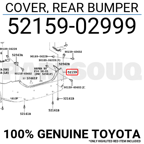 5215902999 Genuine Toyota COVER, REAR BUMPER 52159-02999 | eBay