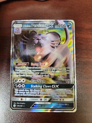 Pokémon TCG Alolan Persian GX Sun & Moon - Cosmic Eclipse 129/236 Holo ...