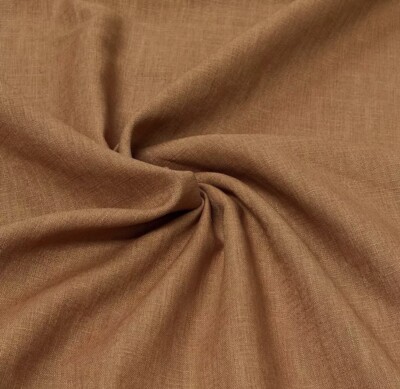 100% Pure Linen Flax Fabric Washed 136cm wide 240gsm Per Metre Ginger ...