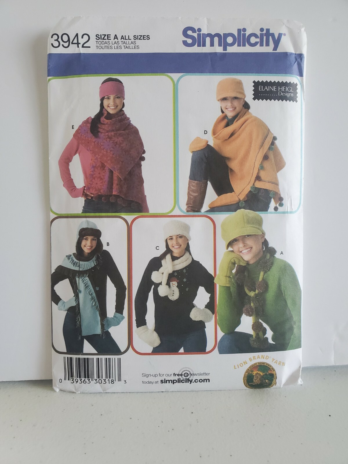 Simplicity 3942 Sewing Pattern Accessories Misses Hats Gloves Scarf OOP ...