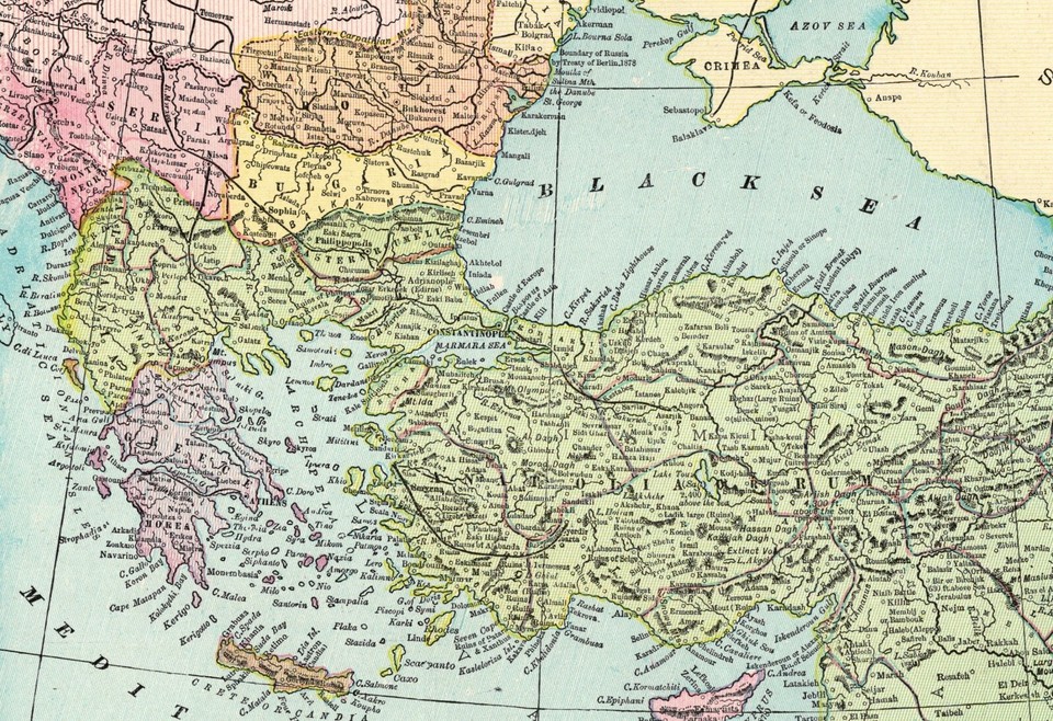 1899 Antique Turkey Map George Cram Turkish Empire Map Gallery Wall ...