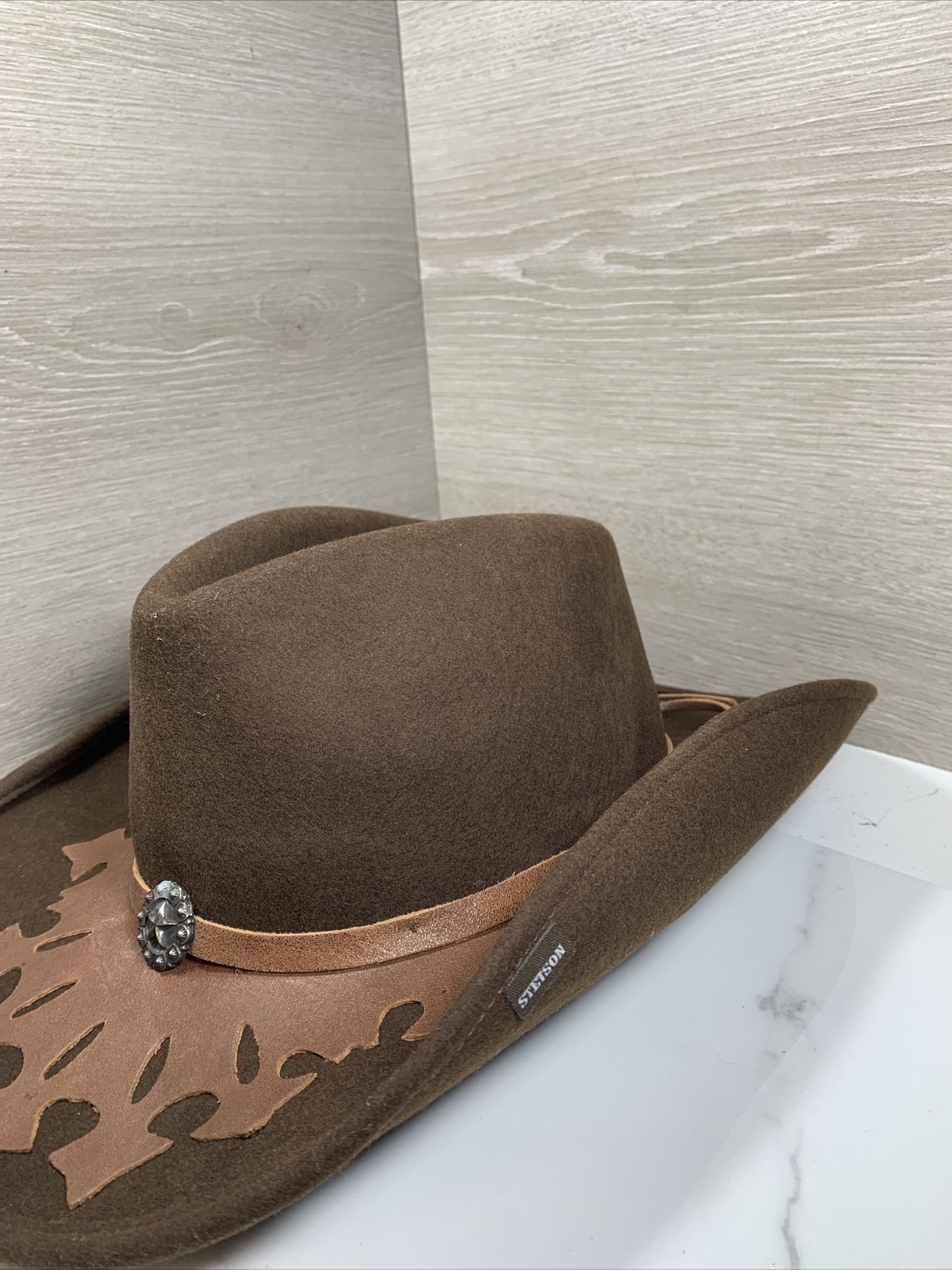 STETSON Cowboy Hat Mens Medium 100% Wool Felt with Leather Accents | eBay