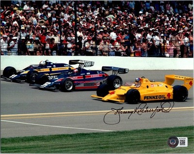 JOHNNY RUTHERFORD SIGNED 8X10 PHOTO BECKETT BAS COA INDY 500 WINNER 7 ...