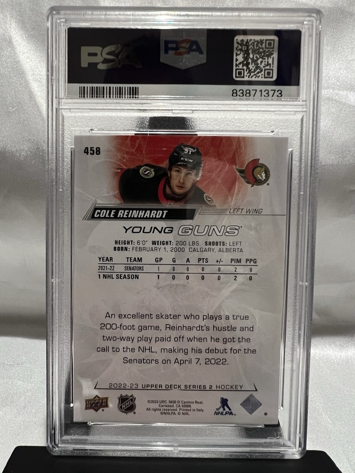 2022 Upper Deck Series 2 Cole Reinhardt Young Guns #458 PSA 10 | eBay