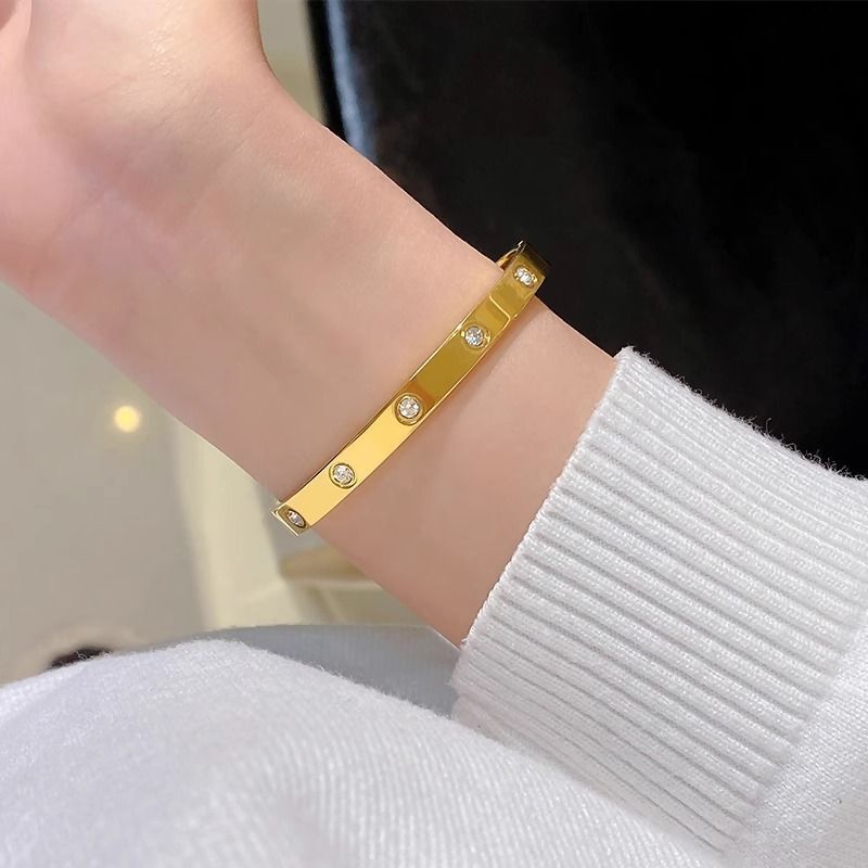 9ct Gold Bangle Ball Open Torque Bangles for Women with Cubic Zirconia ...