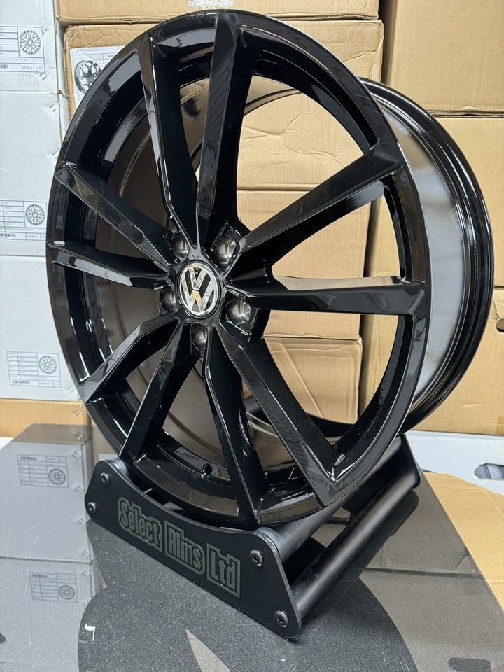x4 19" GOLF R ALLOY WHEELS BLACK PRETORIA GTI MK5 MK6 MK7 A3 CADDY ...