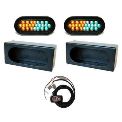 6" Oval LED Amber & Green Strobe w Box for Mounting & Strobe Controller ...