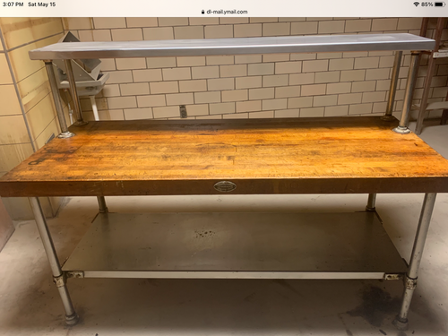 Vtg Industrial Chef Butcher Block Island Stainless WorkStation Table ...