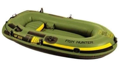 SEVYLOR HF250 "FISH HUNTER" INFLATABLE BOAT W/ Air Pump & 2 Telescoping ...