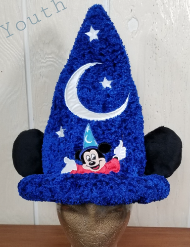 Disney Parks Mickey Mouse Curly Plush The Sorcerers Hat Sz YOUTH **NOTE ...