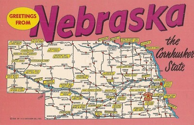 NEBRASKA - "The Cornhusker State" - MAP ©1964 | eBay