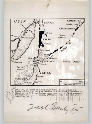 1960s Map of KURILE ISLANDS in Japan. 1962 VTG Press Photo History USSR ...