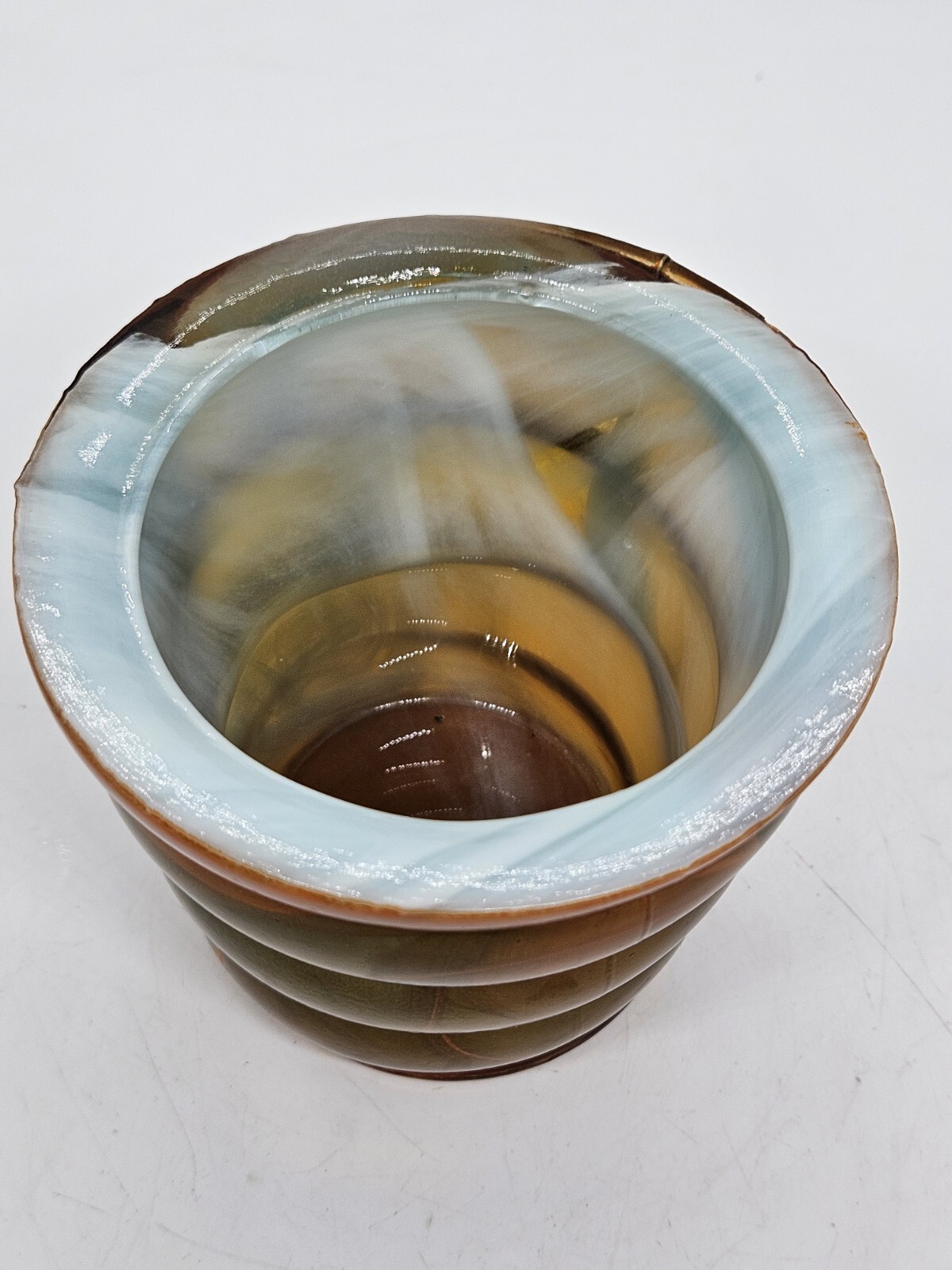 Beautiful Small Heavy Colorful Art Glass Flower Pot Planter | eBay