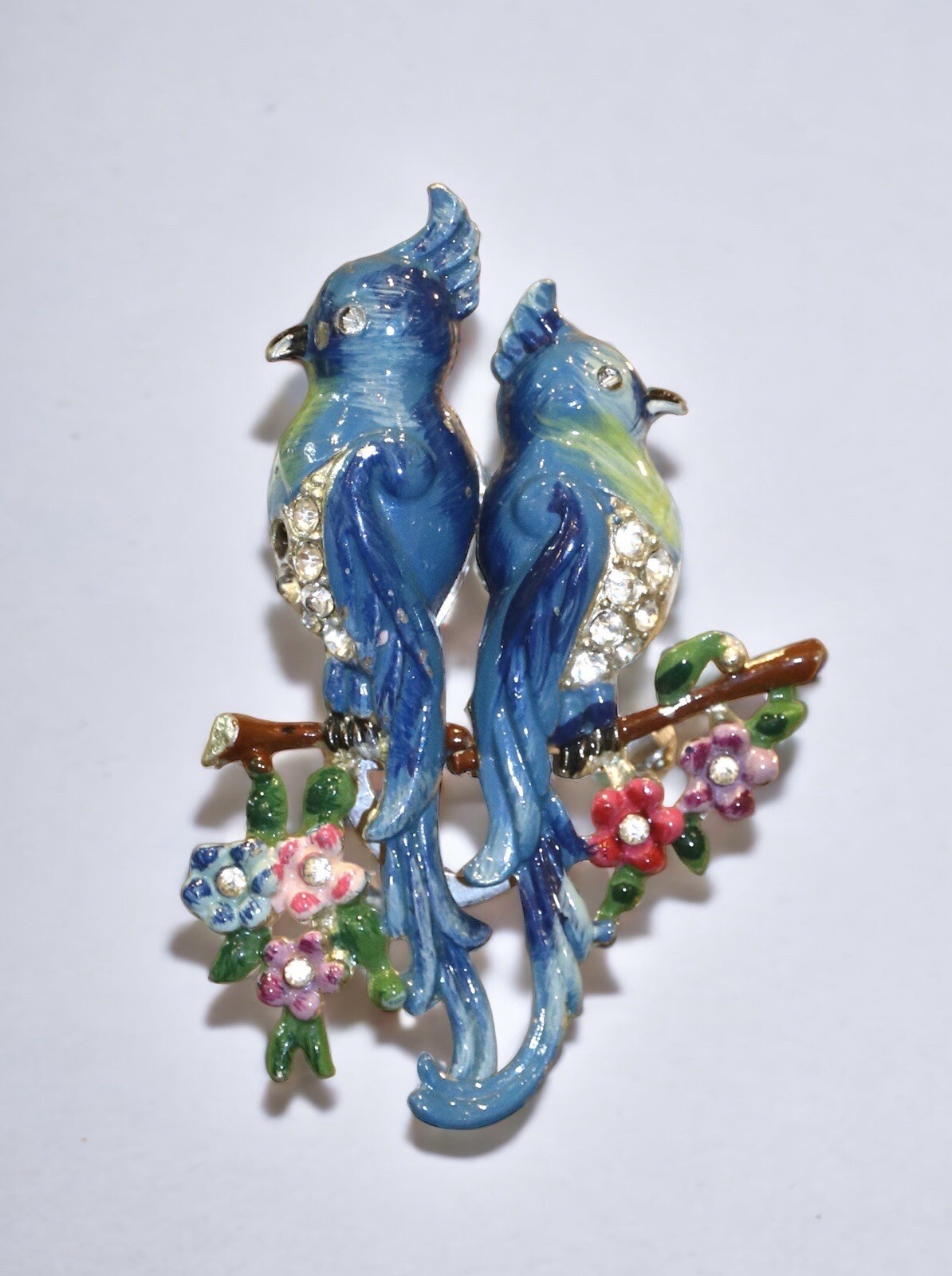 Vintage Coro Duet Book Piece Art Glass Enamel Parrot … - Gem