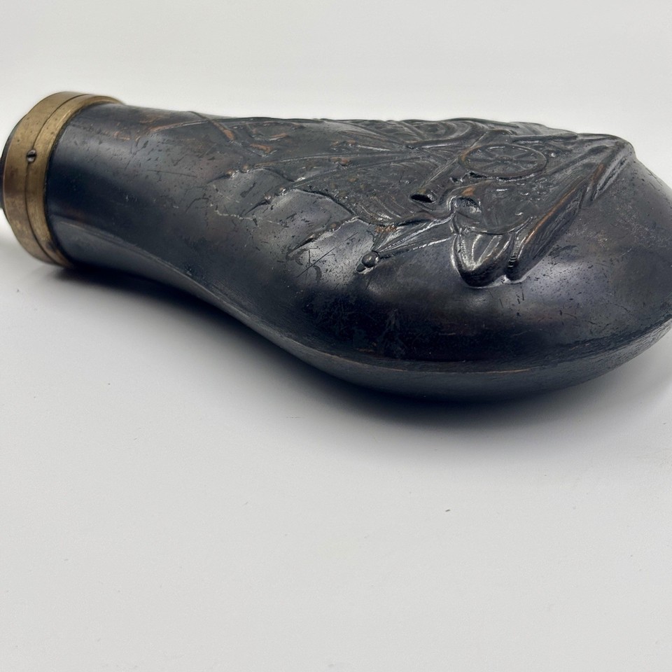 Vintage Copper Black Powder Flask Civil War Canon Flags Decoration Made ...
