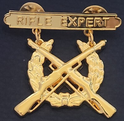 Rifle Expert Marine Corps Weapons Qualification GOLD PLATED Badge USMC ...