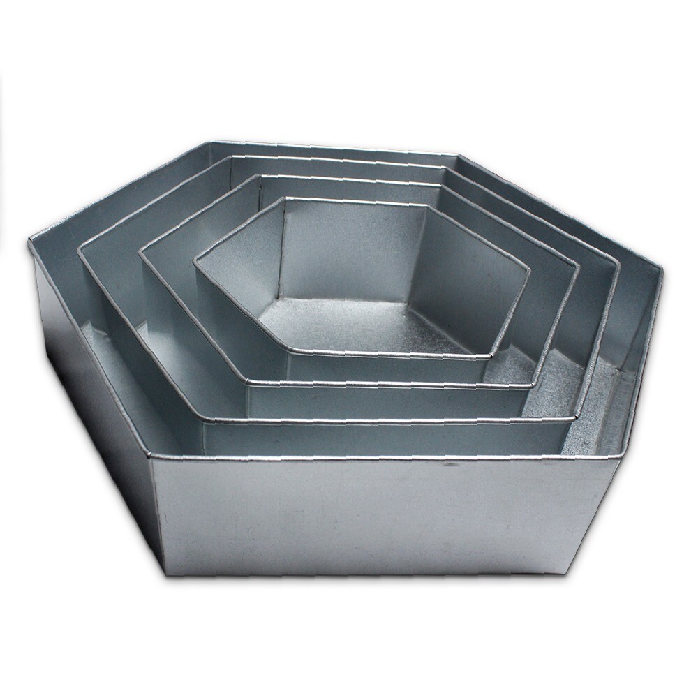 HEXAGON CAKE TIN SET OF 4 TIER MULTI LAYER BAKING BIRTHDAY PANS EURO ...
