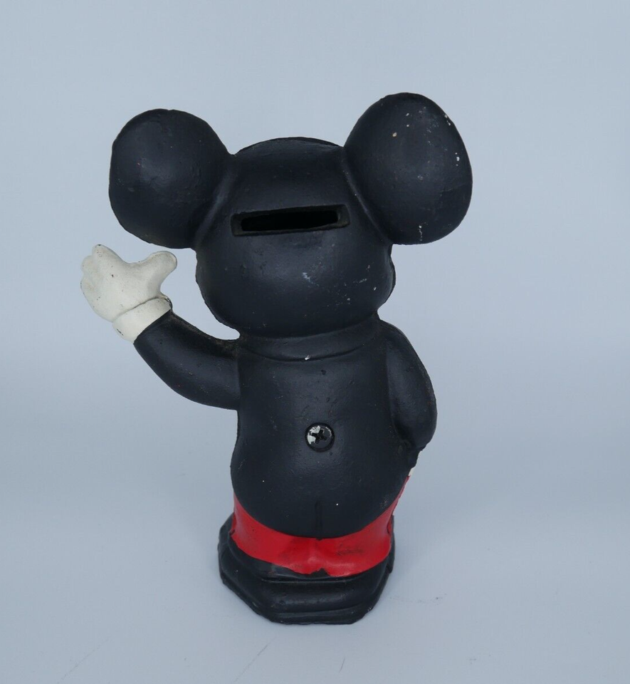 Antique Left hand Up Hand Painted Cast Iron Mickey Mouse Coin Penny ...