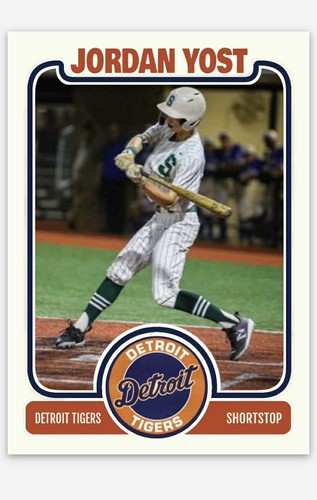 Jordan Yost 2025 MLB Draft Novelty Baseball Card! Top Prospect! Detroit ...