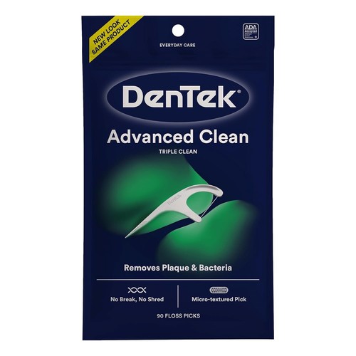 DenTek Advanced Triple Clean Floss Picks, Mouthwash Blast 90 Count ...