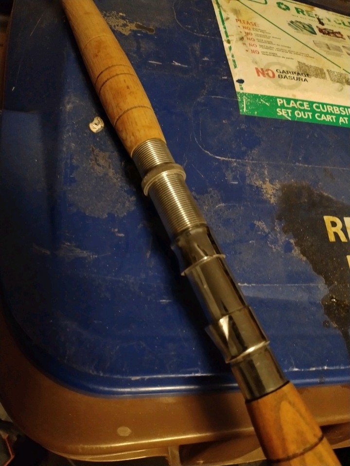 Johnny Walker fishing pole 79" Saltwater Rod Wood Handle Fiberglass | eBay