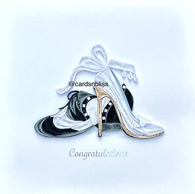 NEW Quilling Card Frameable Wedding Shoes Congratulations Card $13.50Rt ...