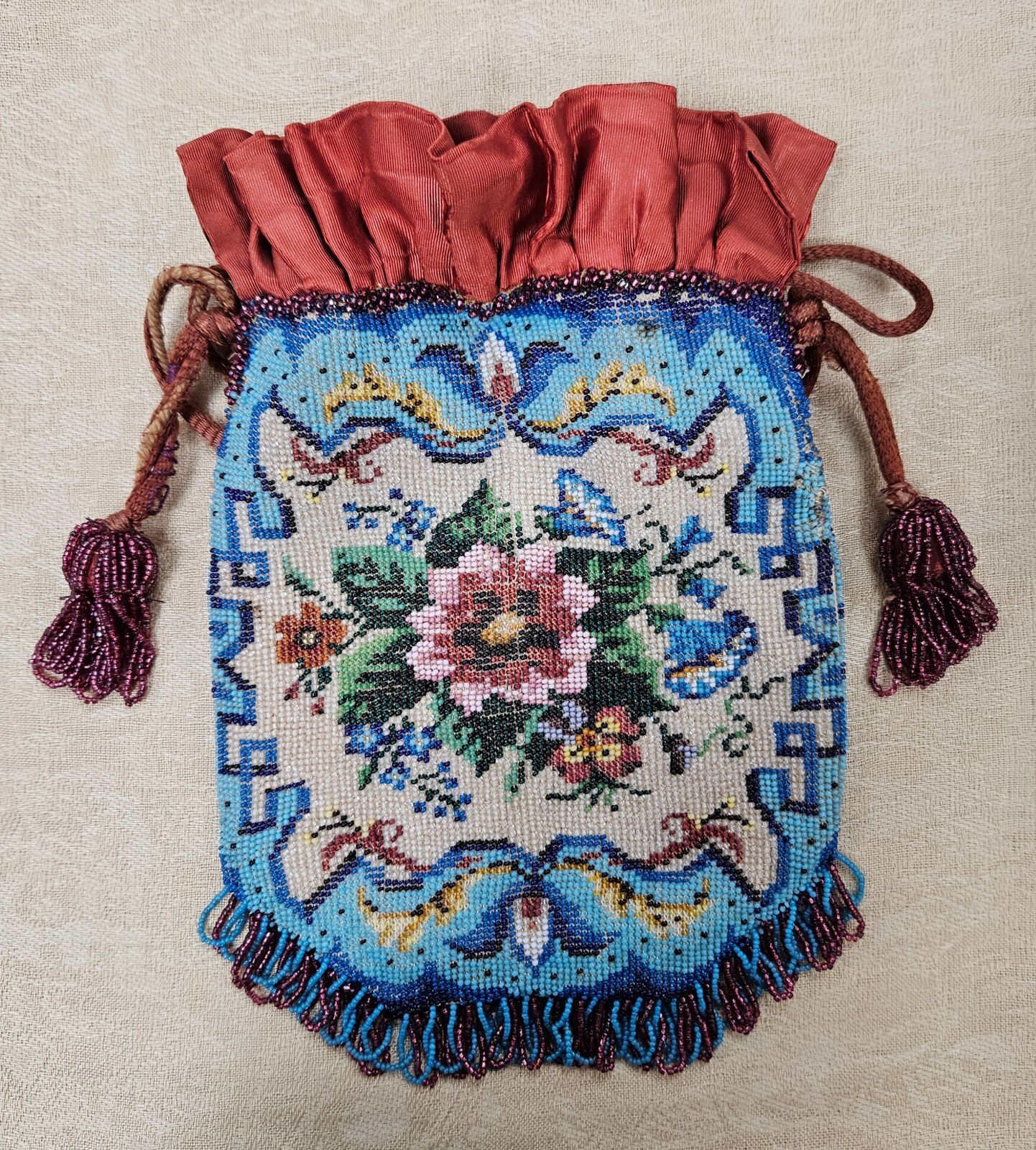 Antique Victorian Floral Embroidery Design Micro Glas… - Gem