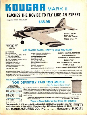Sig Kougar Mark II RC Airplane Print Ad Wall Art Decor Claude ...