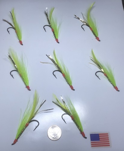 8 Dressed Hooks Streamers Lures. Mustad Ex Long Shank 2x Strong Size 3/ ...