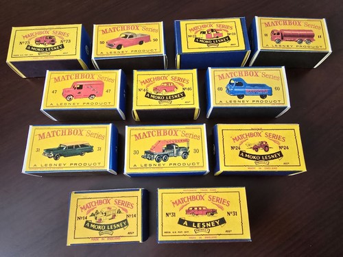 Lot of 12 Matchbox Lesney Moko crafted reproduction repro boxes empty ...