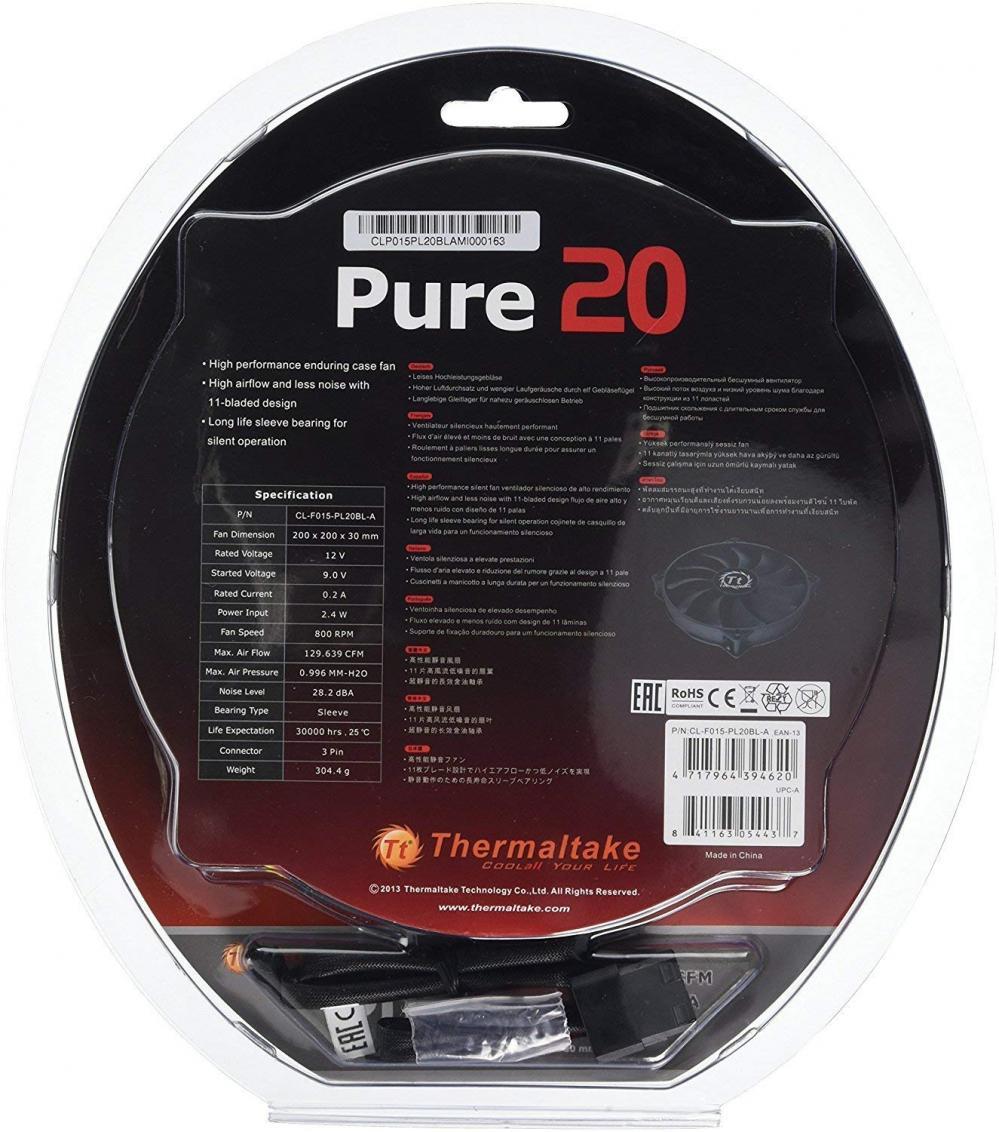 Thermaltake 200mm Pure 20 Series Black 200x30mm Thick Quiet High ...