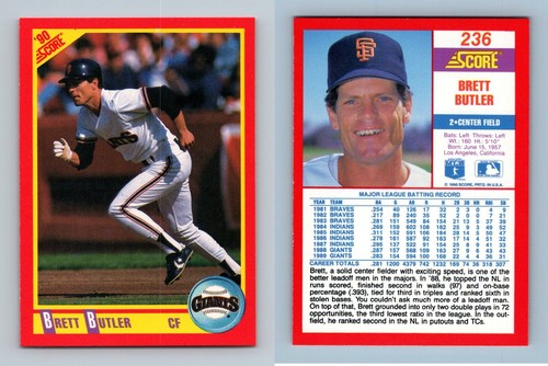 Brett Butler - Giants #236 Score 1990 Baseball Trading Card | eBay