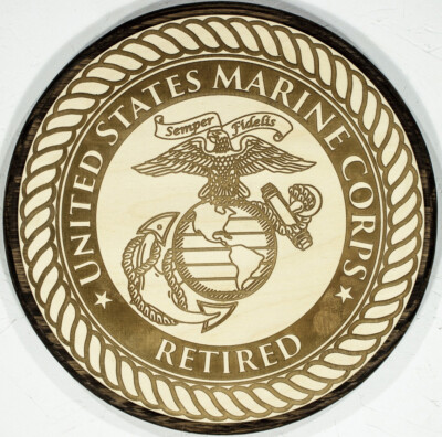 US RETIRED Marine Corps emblem 12in Laser Engraved Service Plaque ...