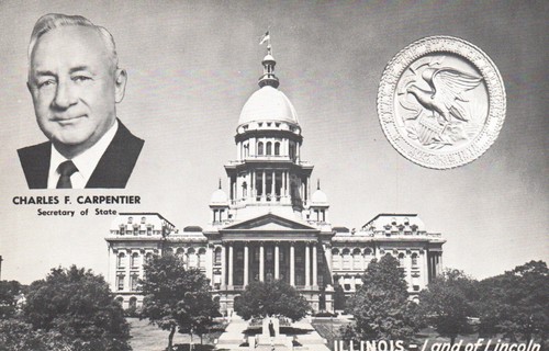 Postcard IL Springfield State Capitol Sec. of State Carpentier Vintage ...