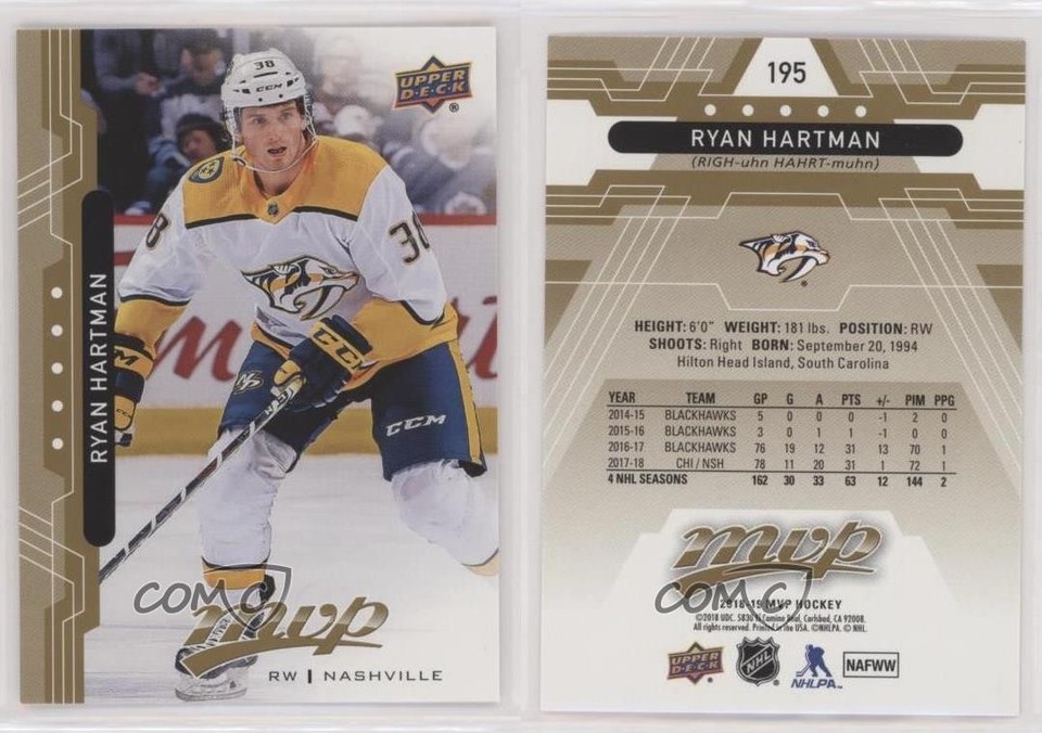 2018-19 Upper Deck MVP Ryan Hartman #195 x6g | eBay