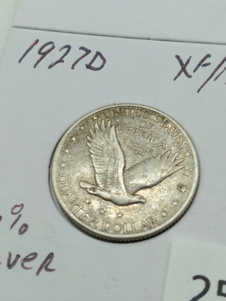1927D XF/AU Quarter USA 90% silver almost 100 year old! V3 25c769 nice ...