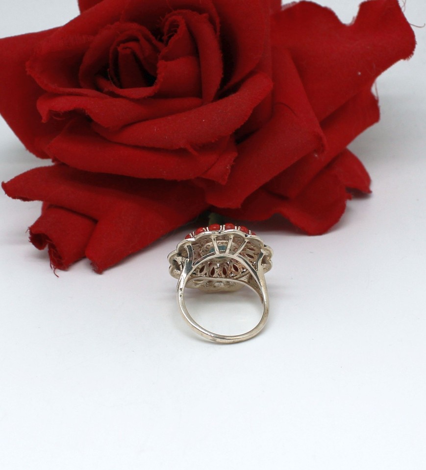 Sterling Silver JTV Turquoise & Coral Ring Size 10 8.52g CAT RESCUE | eBay