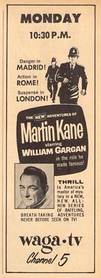 1957 WAGA ATLANTA,GEORGIA TV AD ~ WILLIAM GARGAN NEW ADVENTURES OF ...