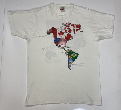VINTAGE World Map Countries 1991 Graphic T-shirt Men Large USA 90s ...