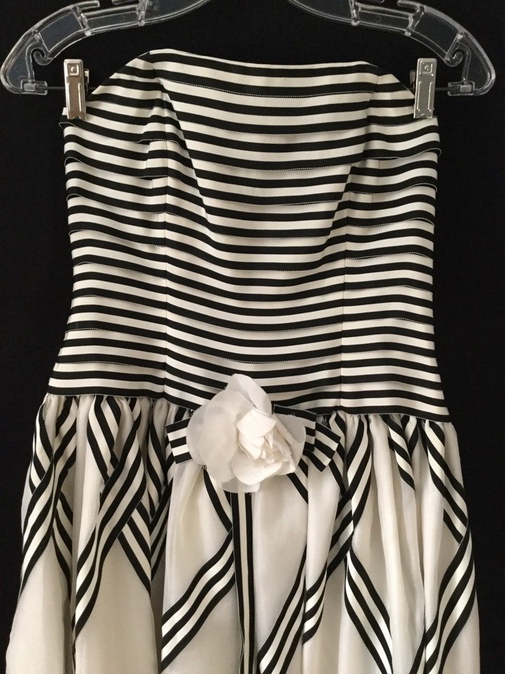 VINTAGE GABRIELLA ARANGO BLACK/WHITE STRAPLESS SILK DRESS- SIZE 8 | eBay
