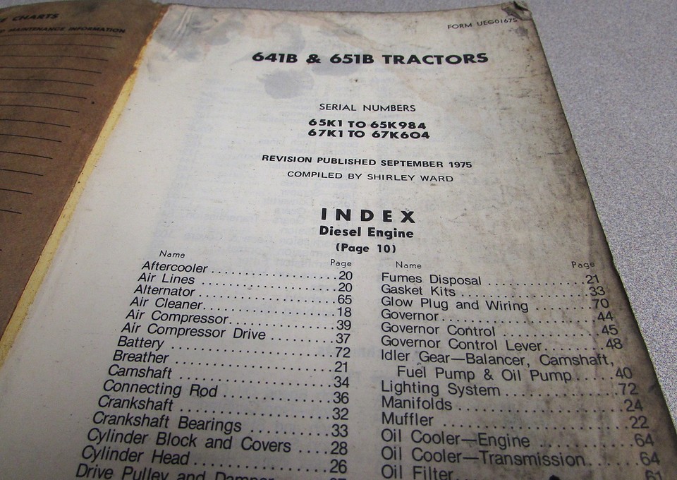 Caterpillar Cat 641B & 651B Tractors Parts Catalog Manual 65K 67K ...