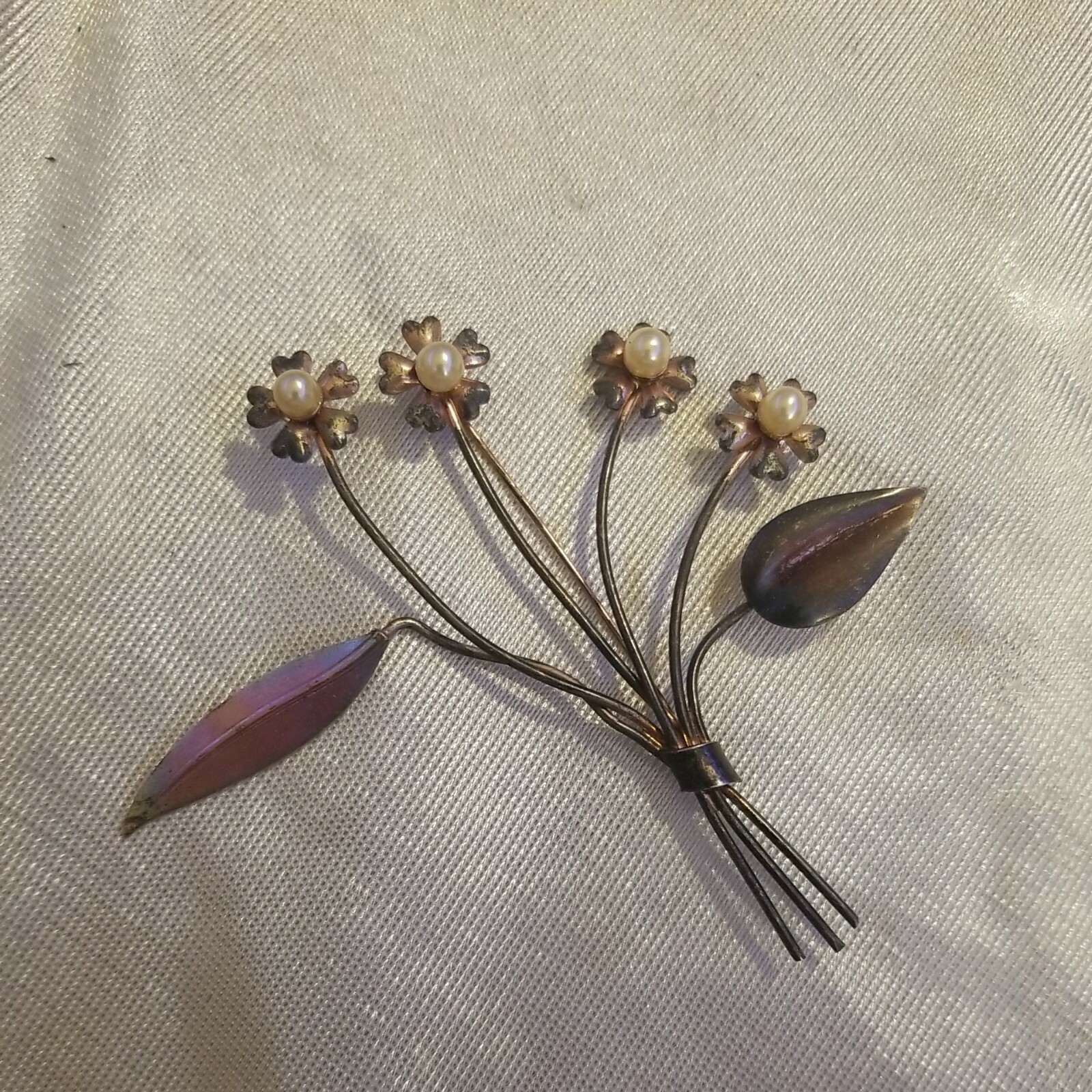 ANTIQUE STERLING SILVER FLOWER BOUQUET BROOCH PIN ~ … - Gem