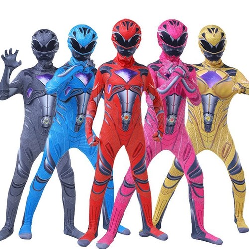 Kids Adults Power Rangers Costume Superhero Jumpsuit Cosplay Party ...