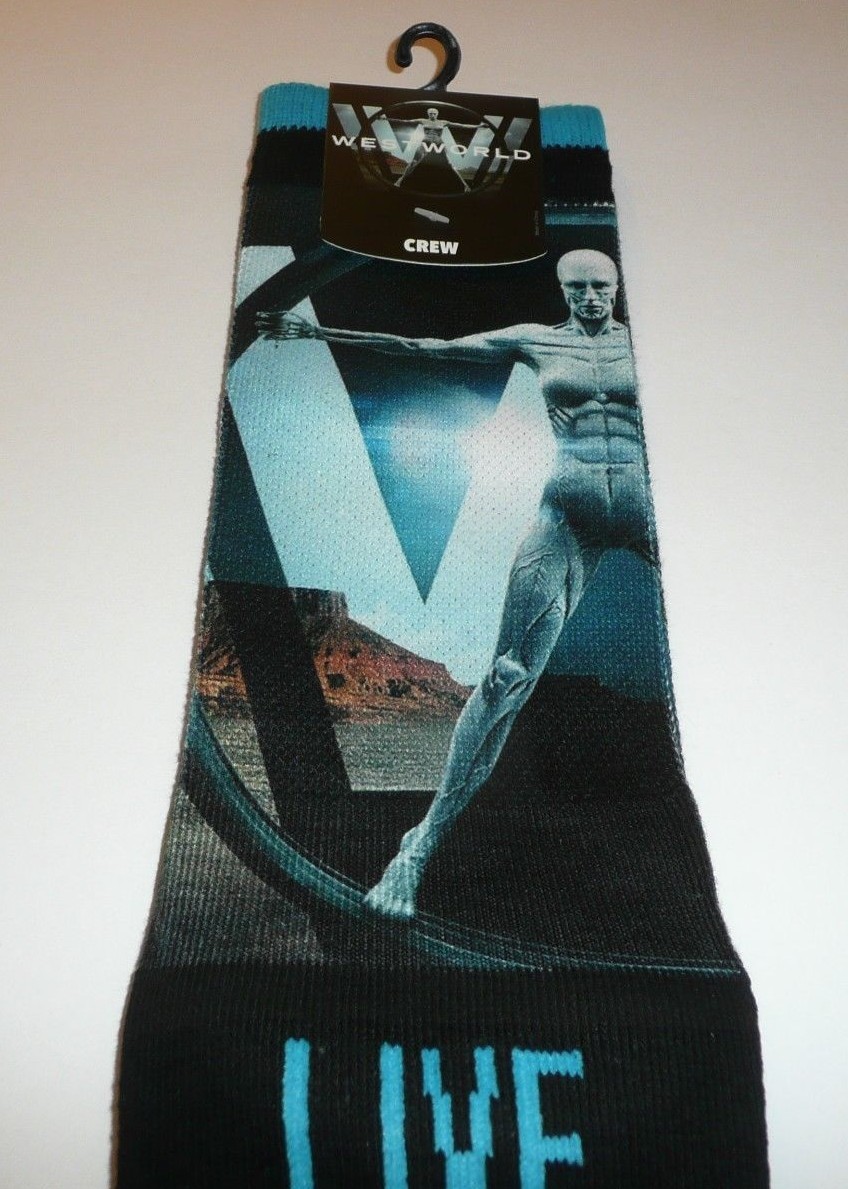 WestWorld HBO Sublimated Ink Panel Men's Crew Socks Live Without Limits ...